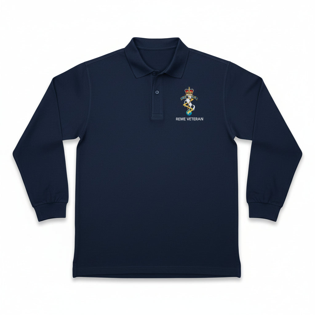 REME Veteran Polo Shirt - Navy Long Sleeve – The REME Shop